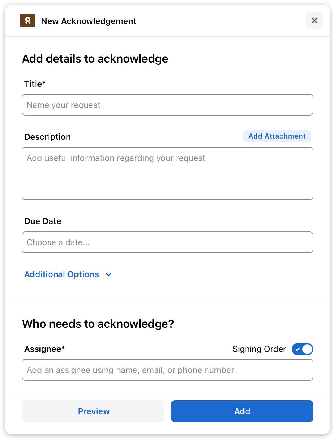 Acknowledgement – Moxo Support