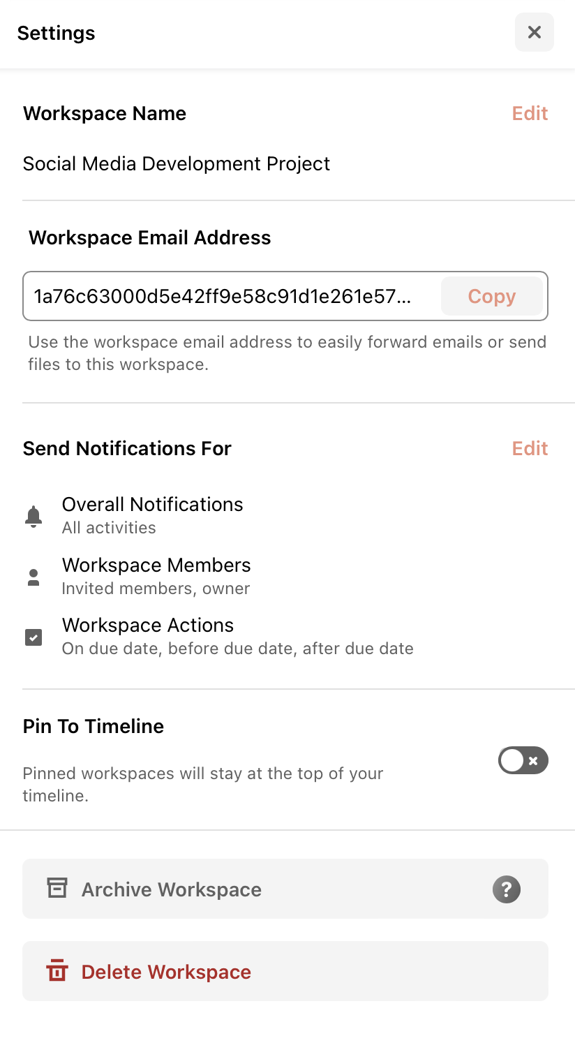 Workspace Settings – Moxo Support