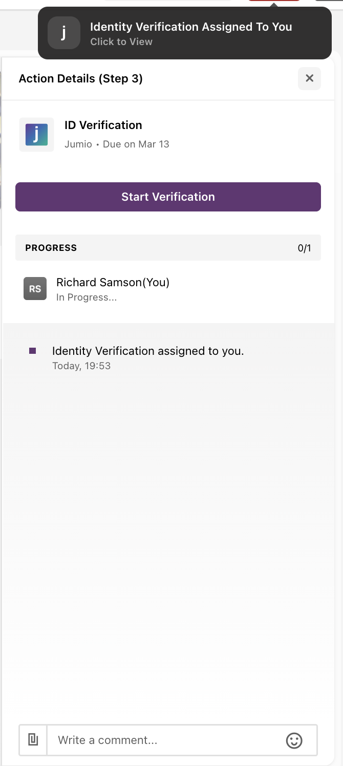 Jumio Action – Moxo Support