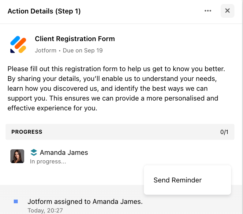 Jotform Action – Moxo Support