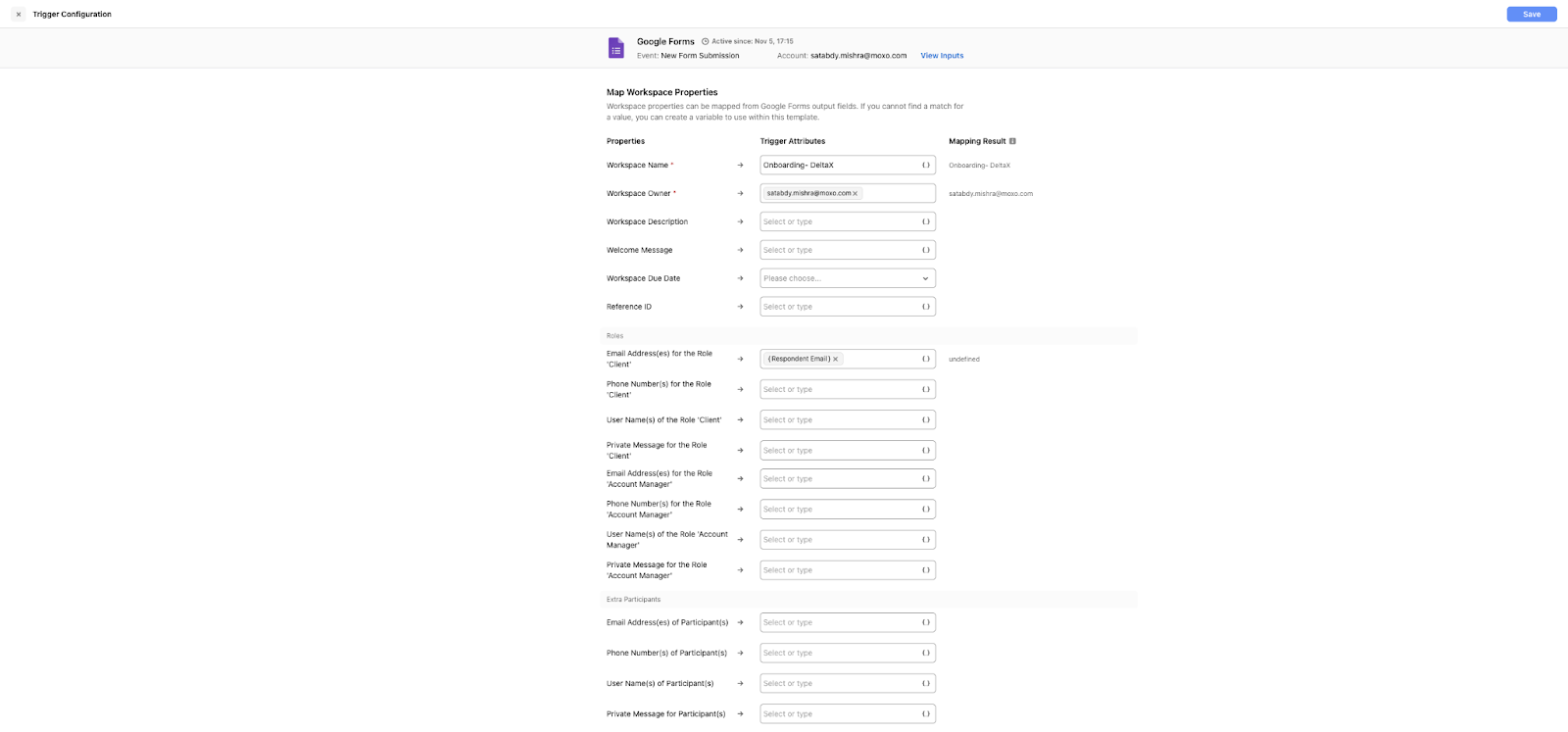 Google Form Trigger – Moxo Support